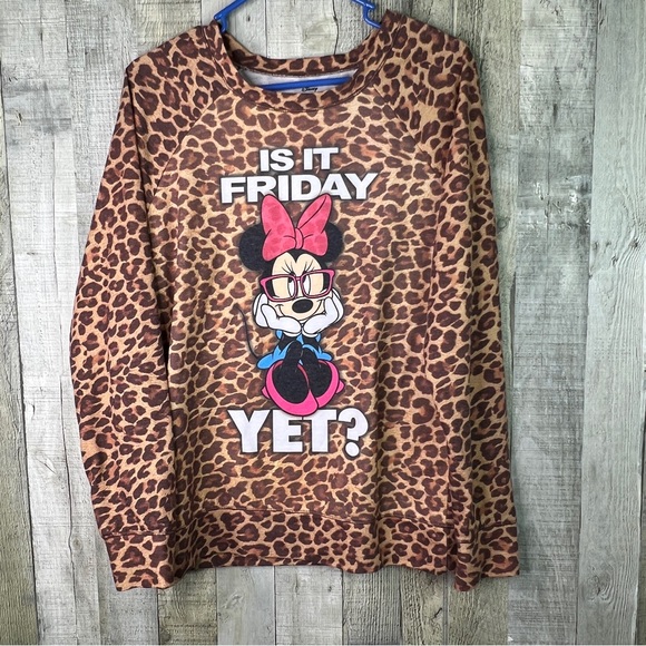 Disney | Tops | Disney Minnie Mouse Large Animal Print Long Sleeve ...